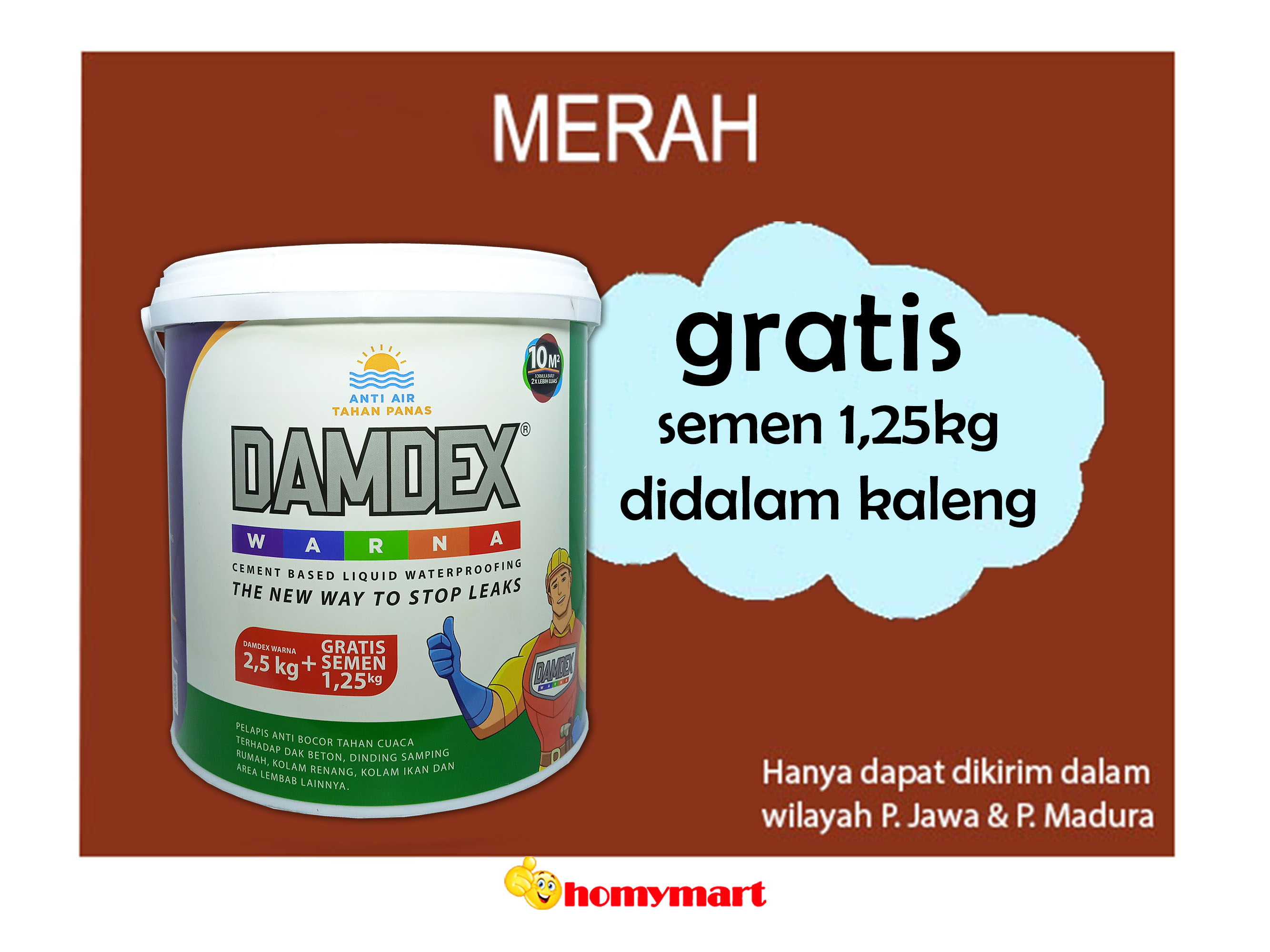 damdex warna merah 2.5kg gs (Cat Anti Bocor / Waterproof) | Lazada ...