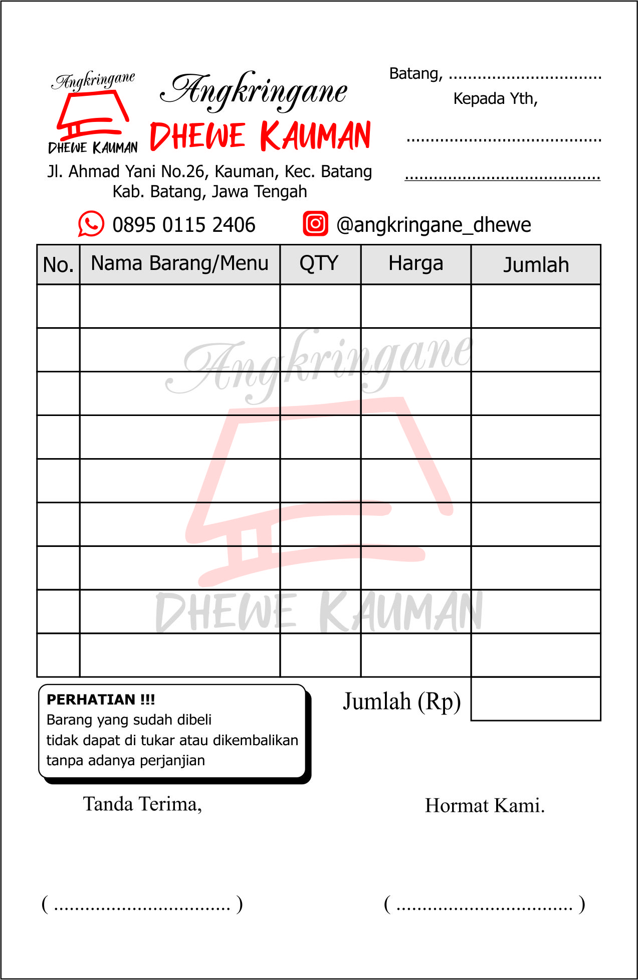 NOTA CUSTOM / NOTA OLSHOP NAMA SENDIRI 2 PLY (MIN 4 BUKU) / NOTA ...