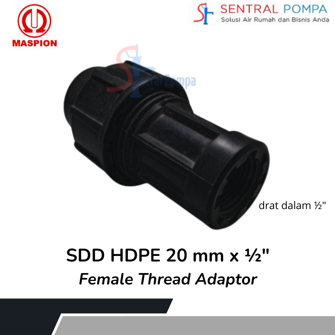 Socket Drat Dalam SDD HDPE 1/2" SDD Pipa PE Hitam / Selang PDAM drat 1/ ...