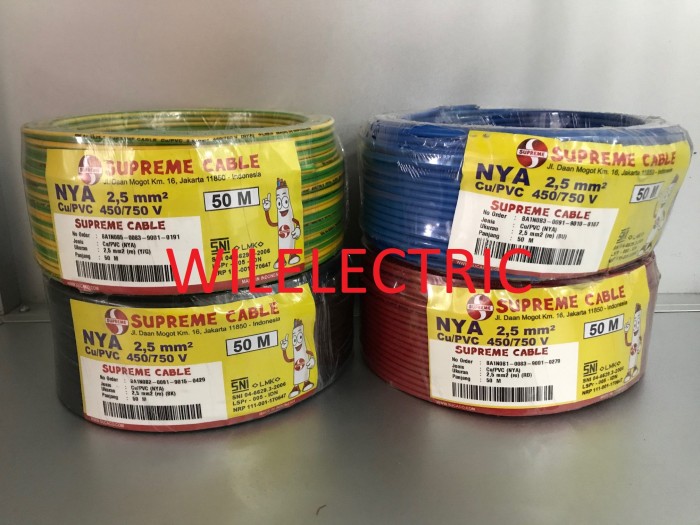 Kabel listrik kawat engkel NYA 2.5 mm / 2.5mm SUPREME 50 m rol | Lazada ...