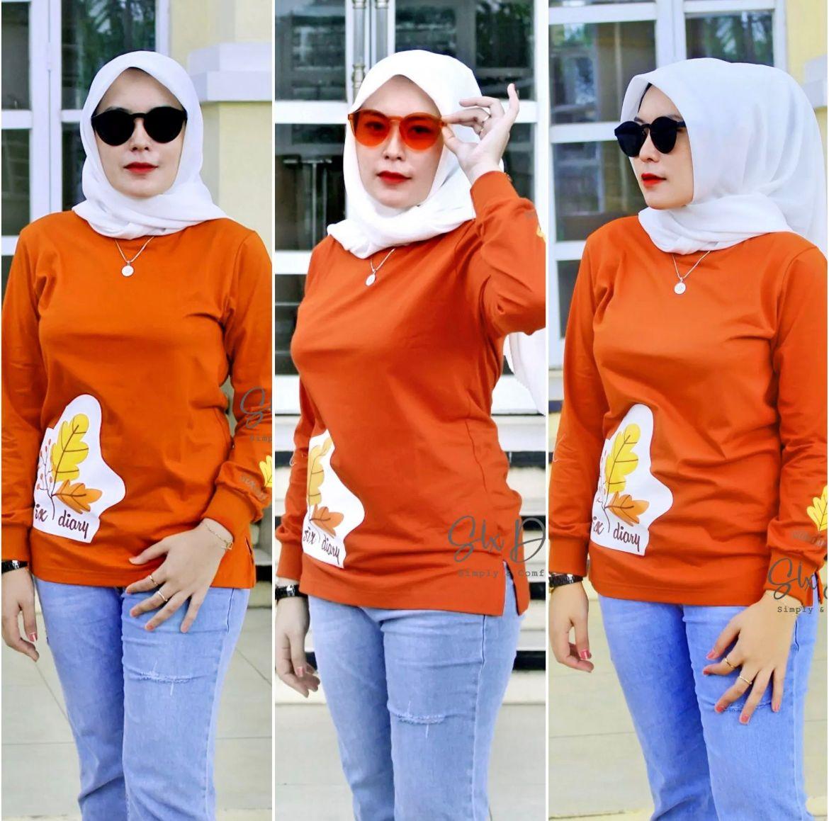 Baju Kaos Atasan Blus Pakaian Six Diary Bahan Import Adem Tebal Wanita ...