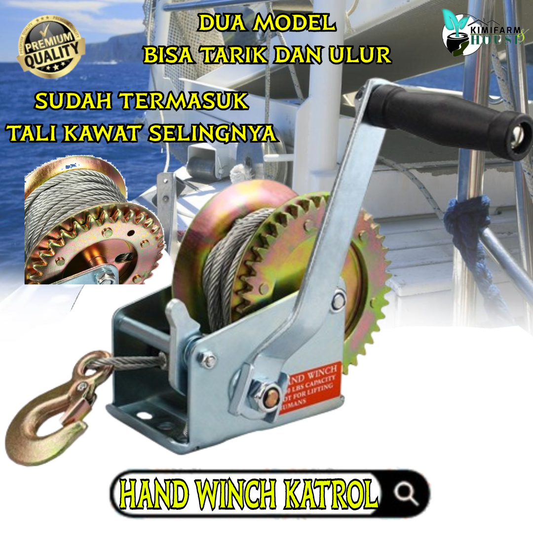 Hand Winch Katrol Derek Manual Tarikan 800 LBS Anti Karat 360 Kg ...