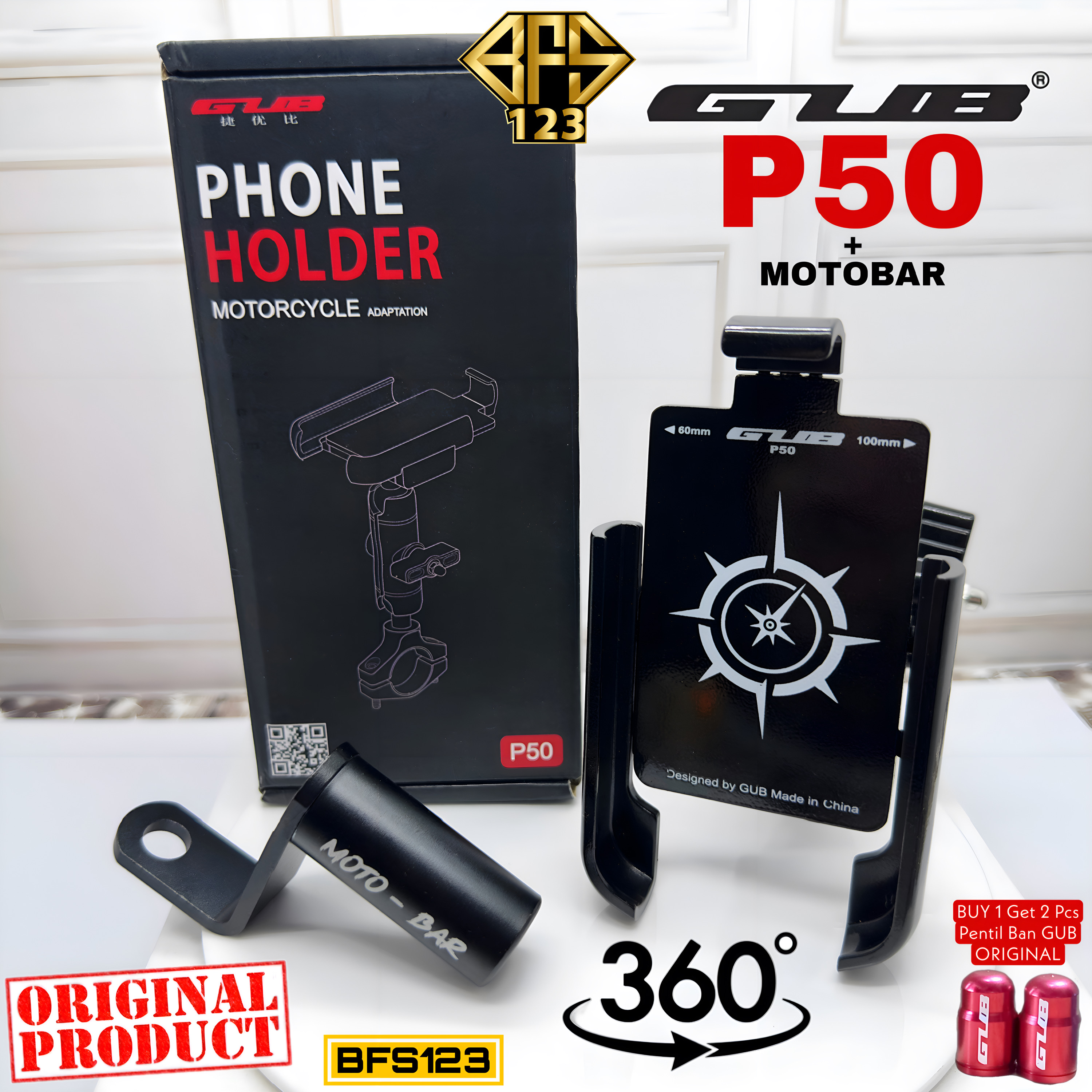 GUB P50 Phone Holder Handphone All Rotate 360 Flexible Full Alumunium ...