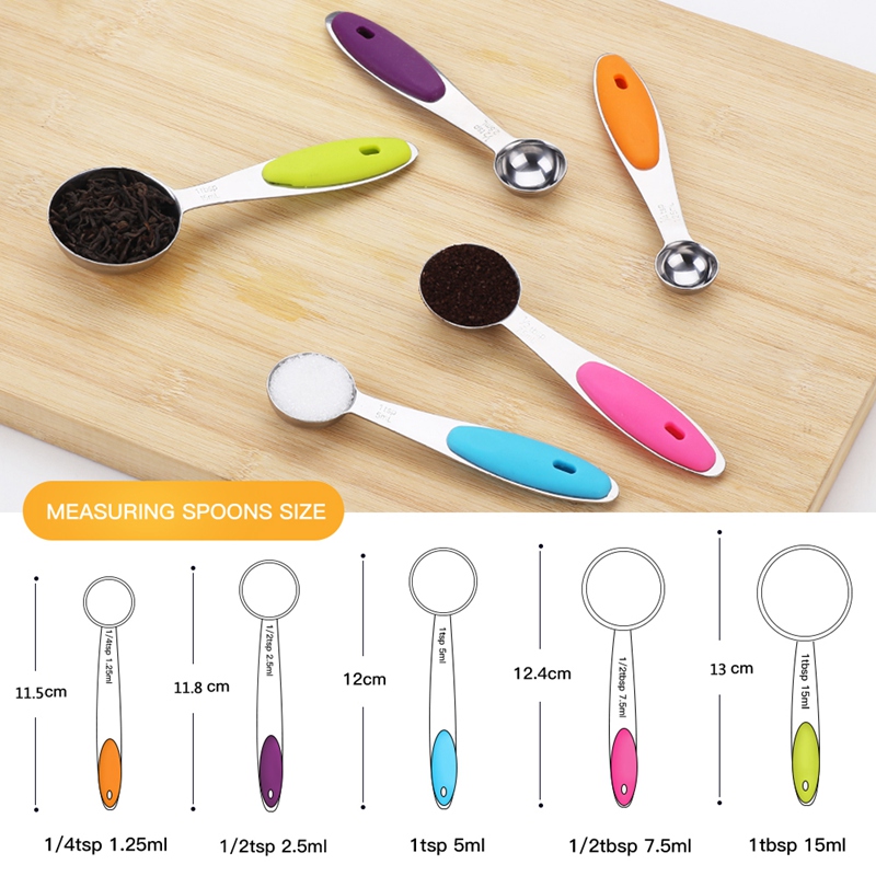 Stainless Steel Measuring Spoon Scale Kitchen Silicone Measuring Cups ...