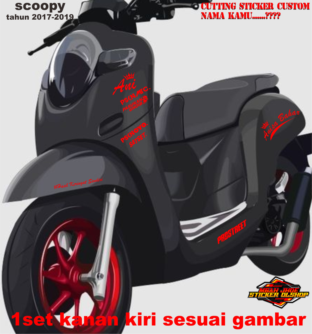 CUTTING STICKER CUSTOM NAMA MOTOR HONDA SCOOPY | Lazada Indonesia