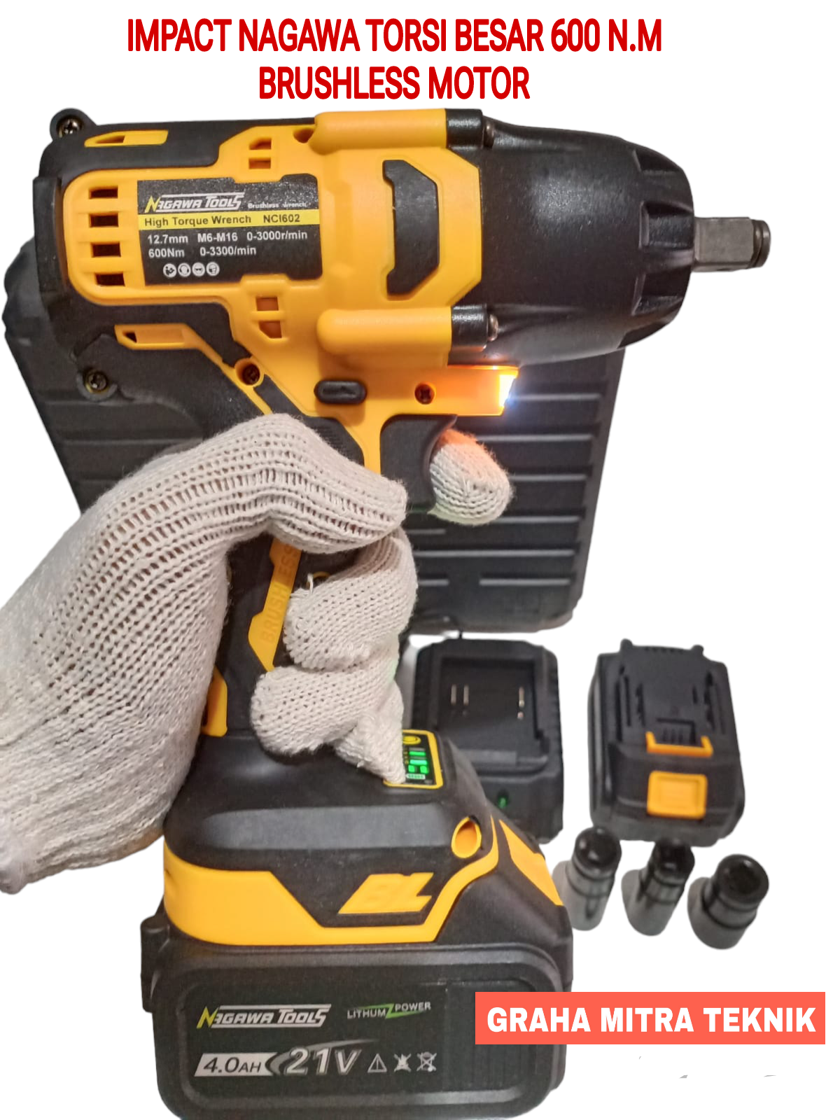 IMPACT TORSI BESAR 600 N.m BOR CORDLESS IMPACT WRENCH NAGAWA NCI602 ...