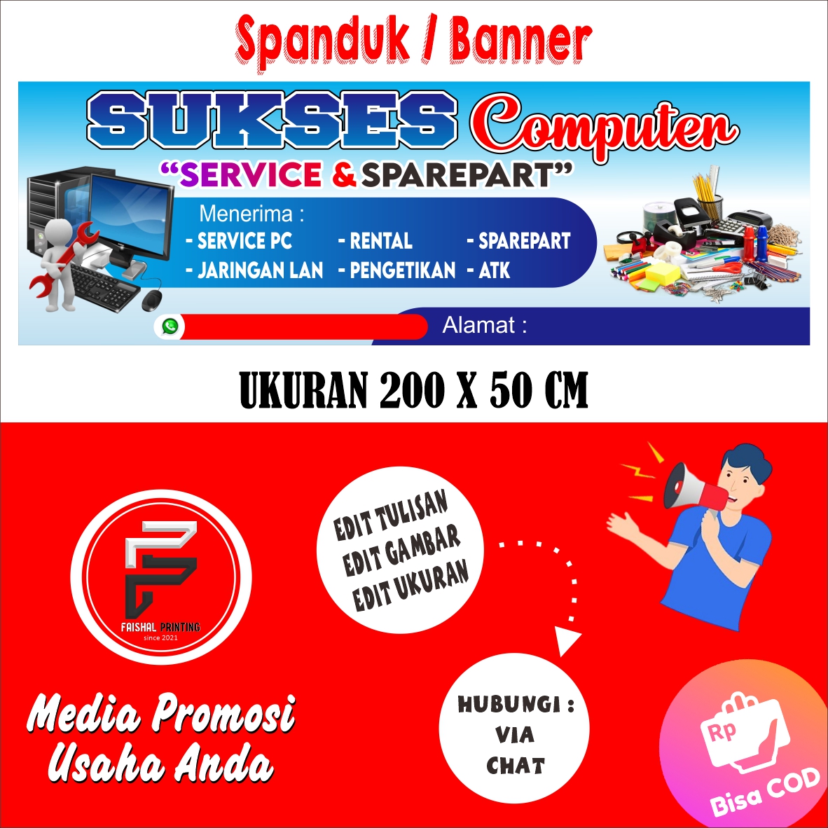 Spanduk Service Komputer / Banner servis Komputer / Spanduk Ukuran 2 x ...