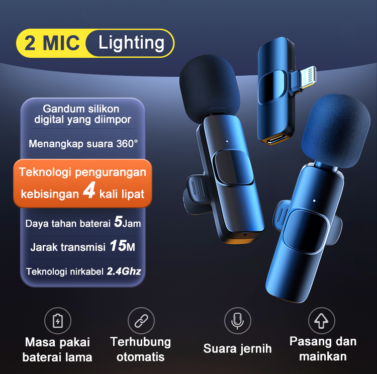 Mic clip Wireless Mikrofon Nirkabel Lavalier Mic Portabel Audio Video ...