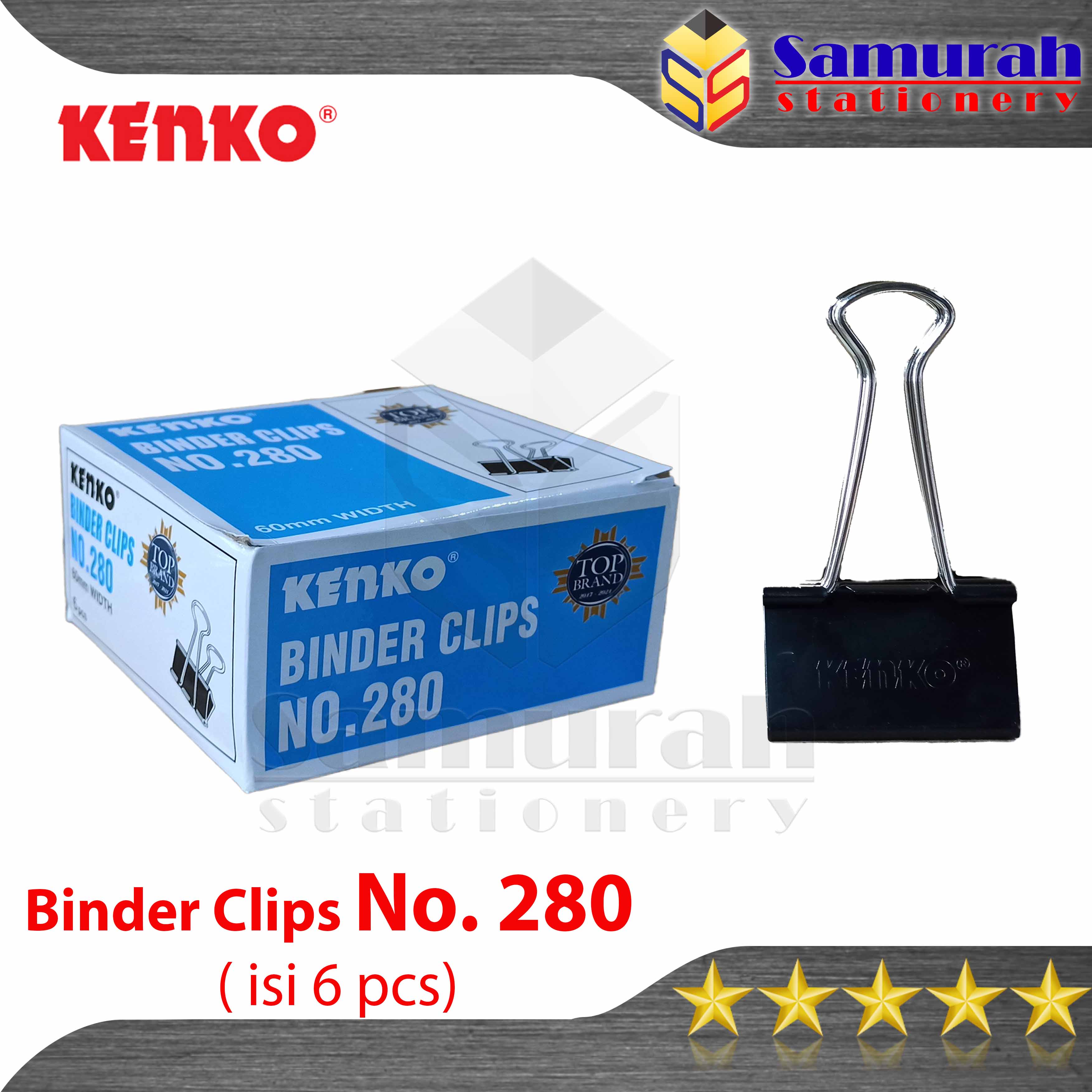 Binder Clips No. 280 Kenko / Clip Hitam Tebal / Klip Jepit Kertas Besar ...