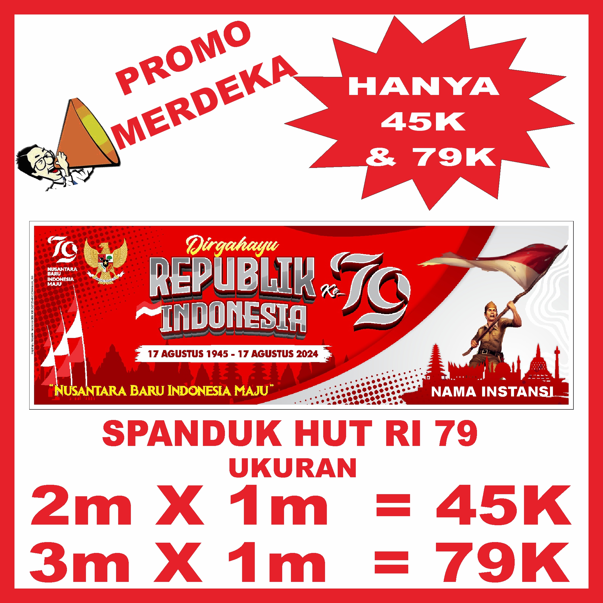 BANNER SPANDUK 17 AGUSTUS HUT RI 79 BISA CUSTOM DAN REQUEST DESAIN ...