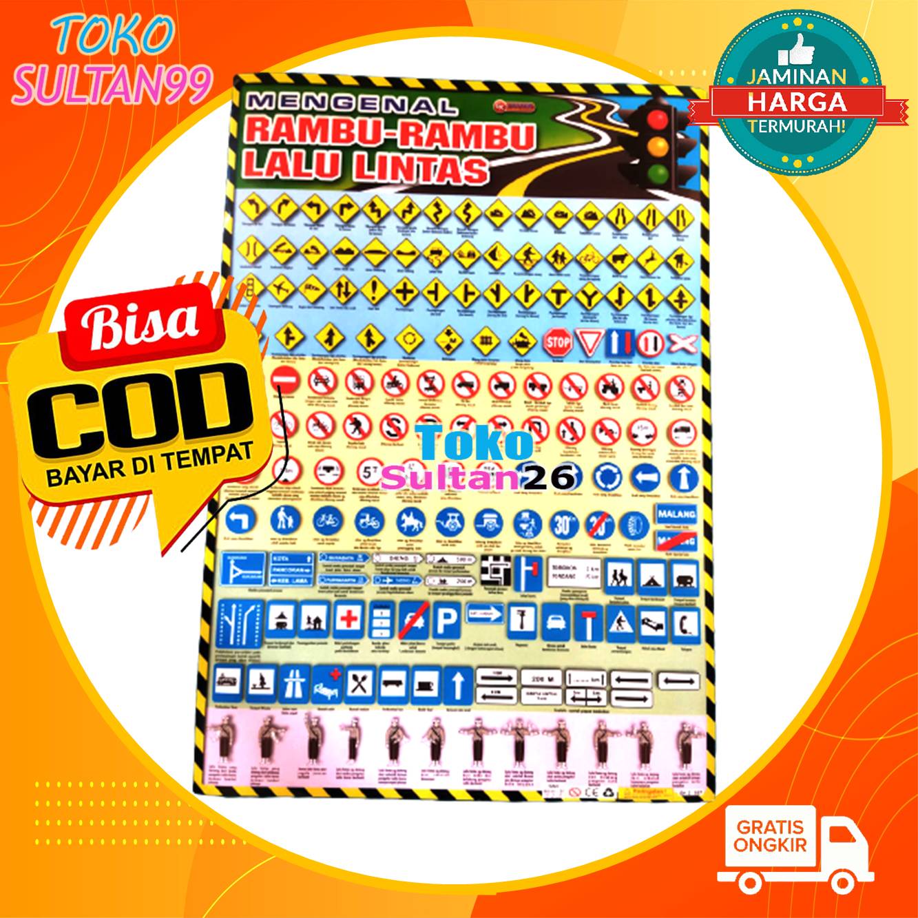 Poster Gambar Edukasi Belajar Rambu Rambu Lalu Lintas Anak Balita Huruf ...