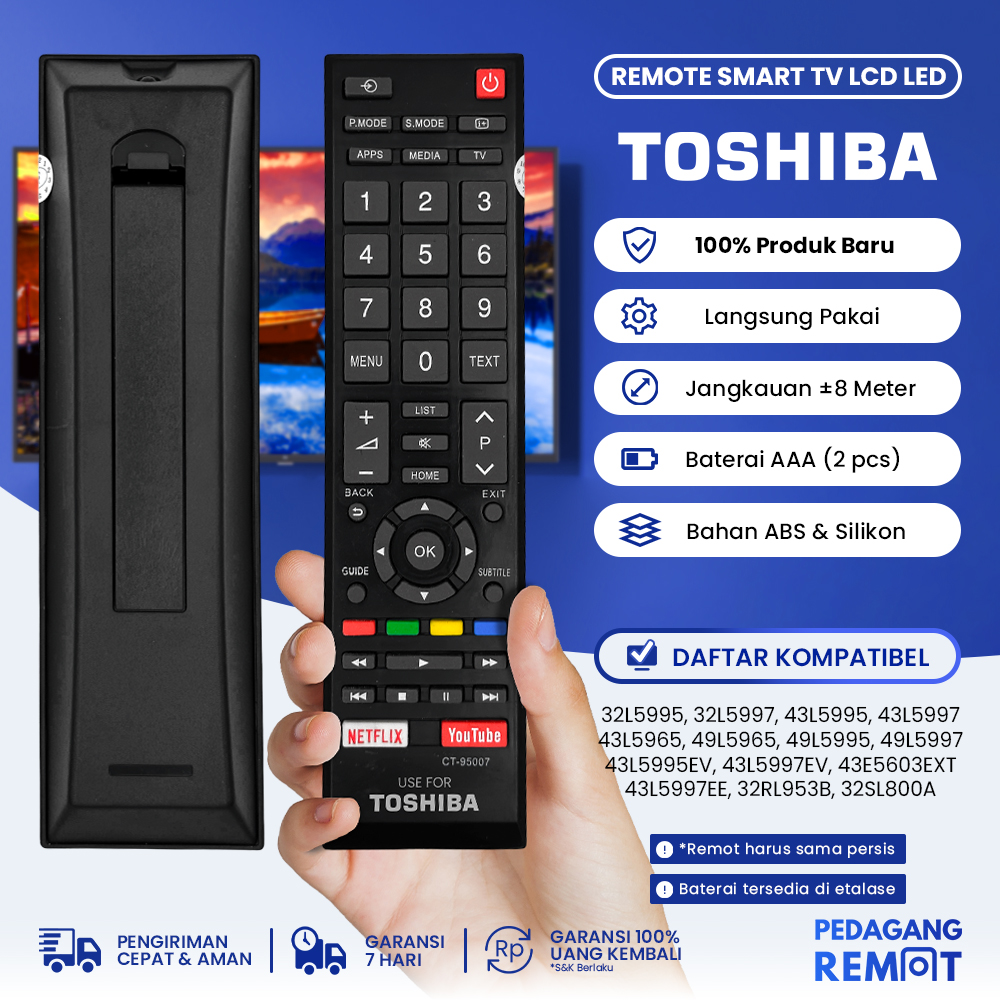 Remot Remote TV Toshiba REGZA LCD LED Android Smart TV CT-95007 32L5995 ...