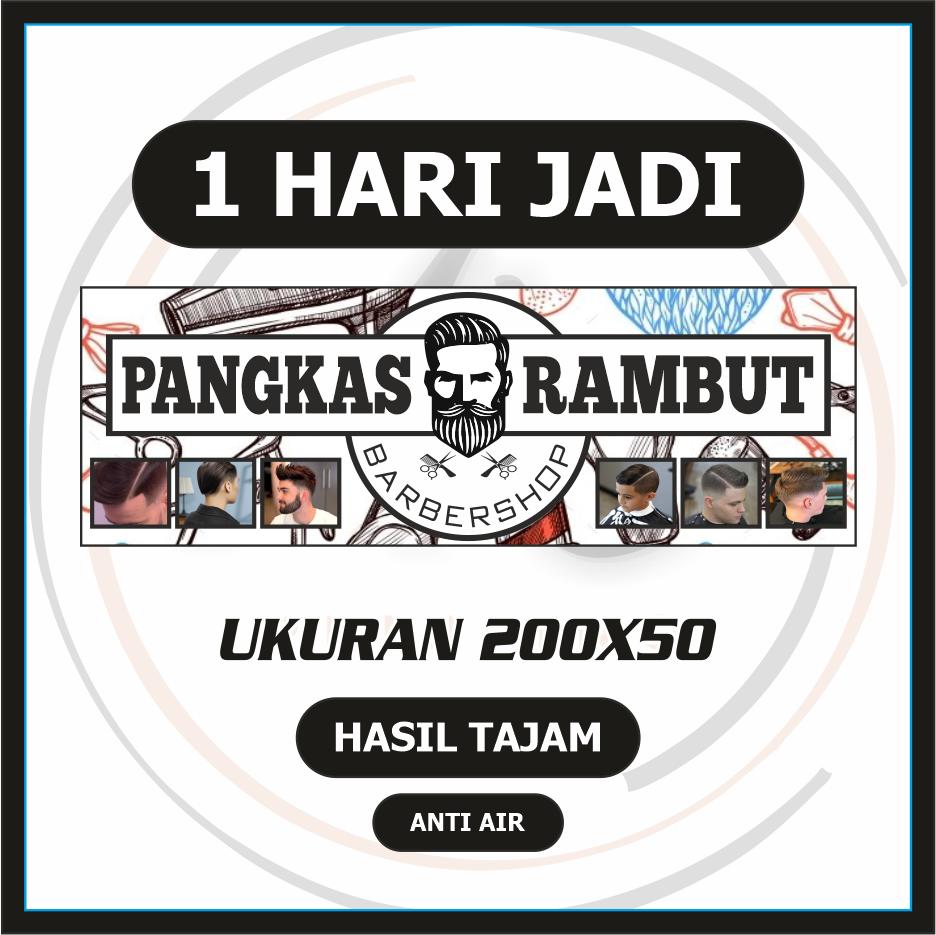 spanduk dan banner pangkas rambut barbershop 200x50 1hari jadi | Lazada ...