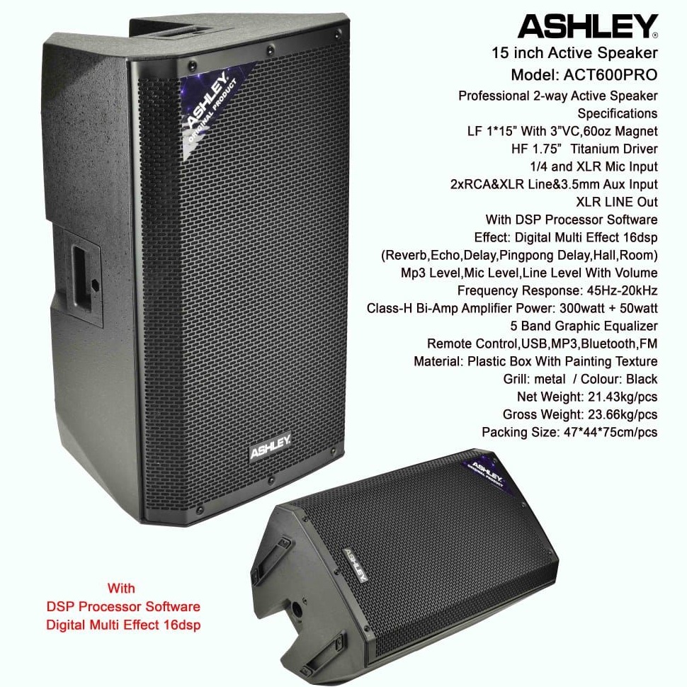 Speaker Aktif ASHLEY ACT600PRO / ACT 600 PRO (15inch) ORIGINAL | Lazada Indonesia