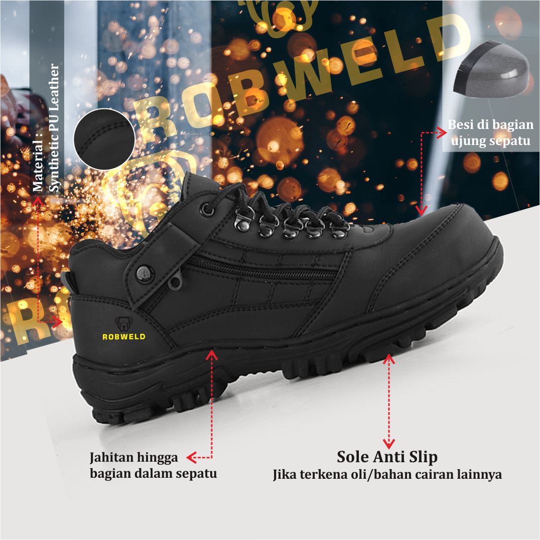 Sepatu Safety Pria Ujung Besi Proyek Kerja Lapangan Outdoor Sepatu ...