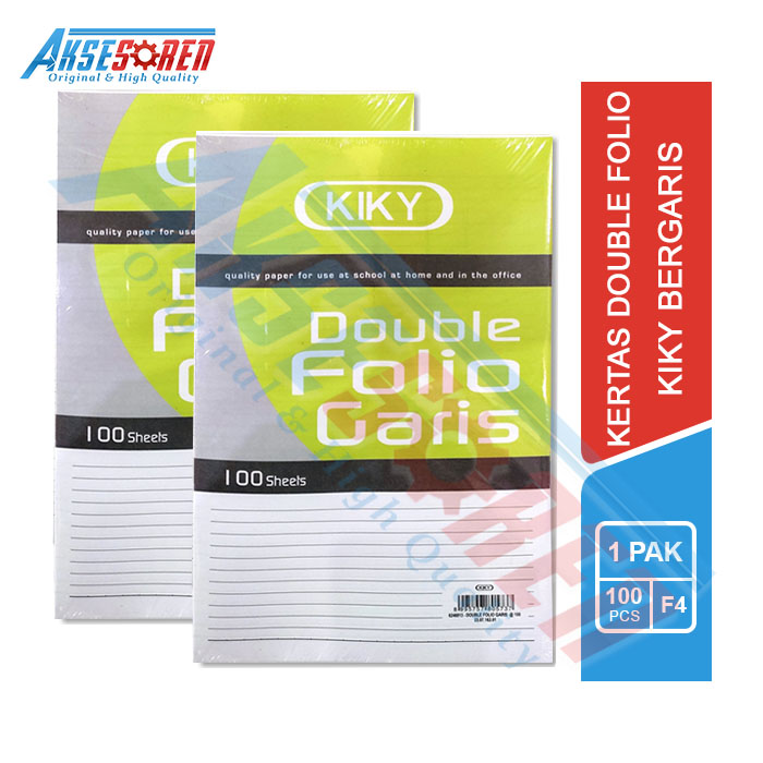 Kertas Double Folio Garis Kiky [1 Pack/100 Lembar] / Kertas Polio ...