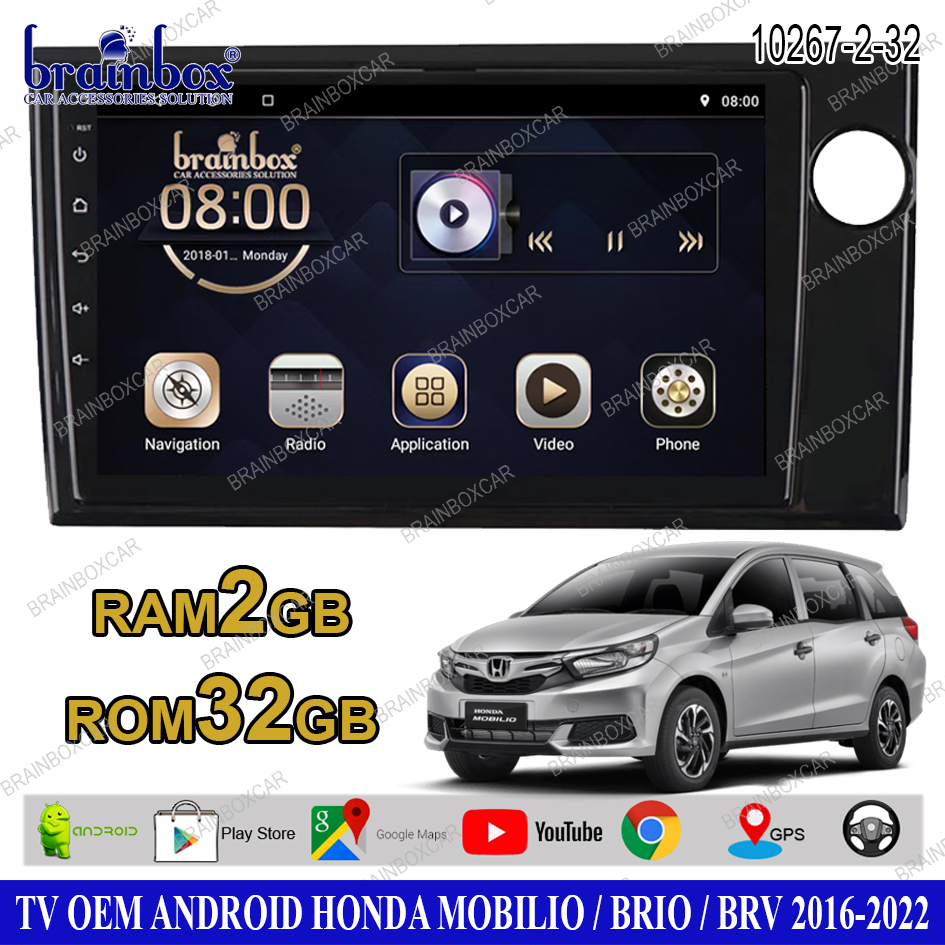 Brainbox TV Mobil OEM Honda Brio Mobilio BRV 2016-2022 Android Headunit ...