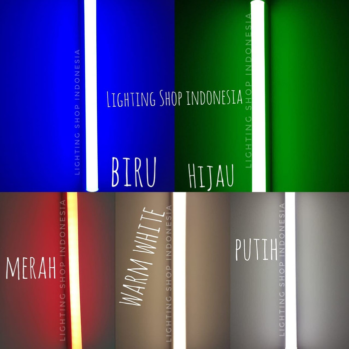 Lampu neon panjang T5 LED 4W 30cm putih warm white merah biru hijau ...