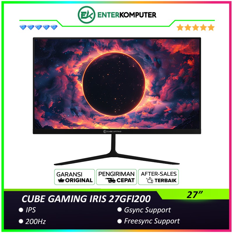 Monitor CUBE GAMING IRIS 27GFI200 27" FHD IPS Frameless 200Hz Gaming ...
