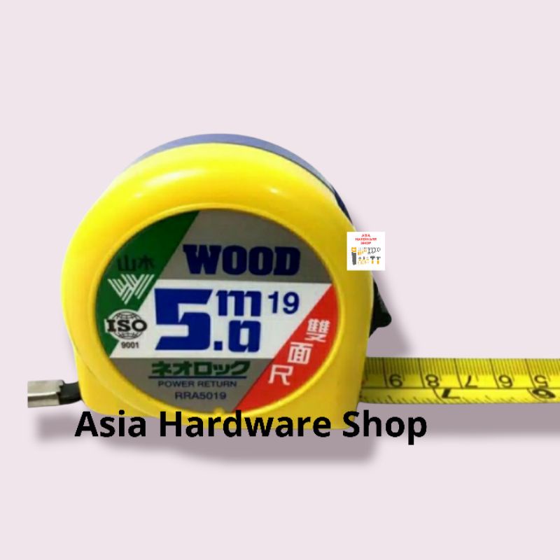 WOOD Meteran 5 Meter Taiwan 2 Sisi Measurement Tape 5 m 5Meter 5m ...