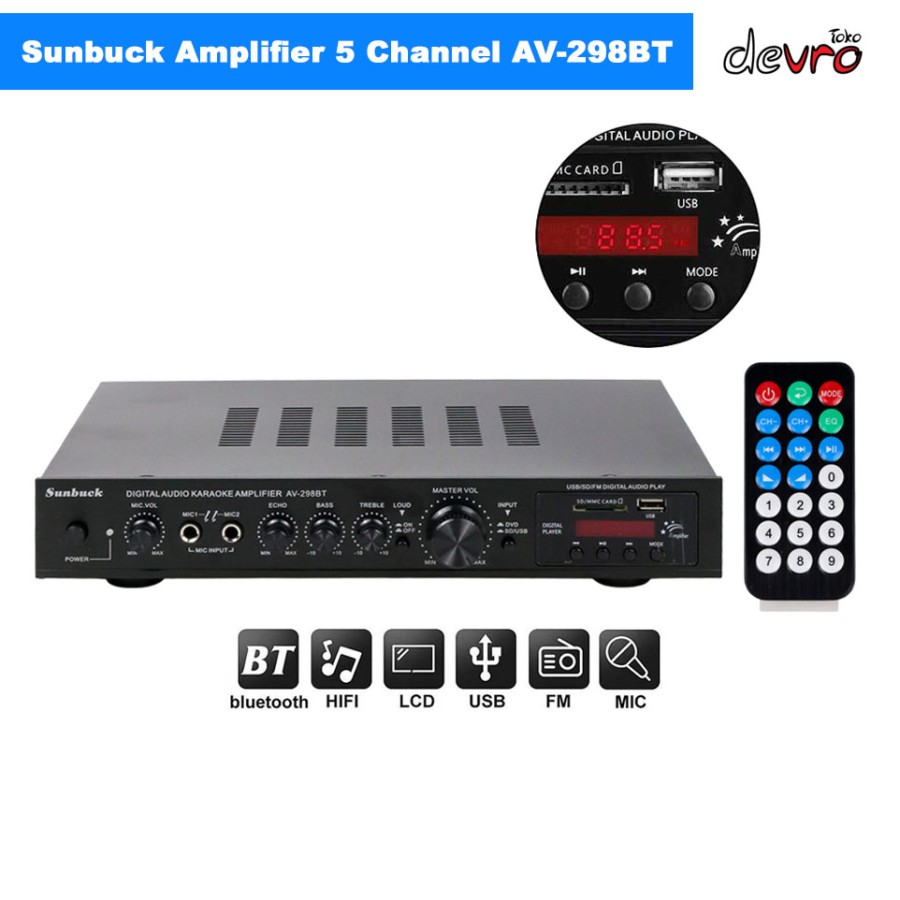 Sunbuck Audio Amplifier Bluetooth DAC Home Stereo 5 Channel - DAC Home ...