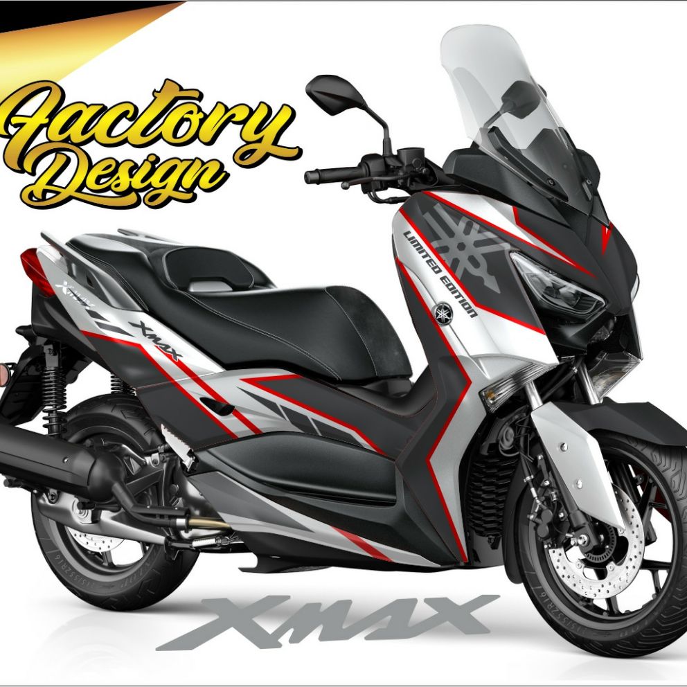 Decal Yamaha XMAX Full body variasi putih hitam lis merah | Lazada ...