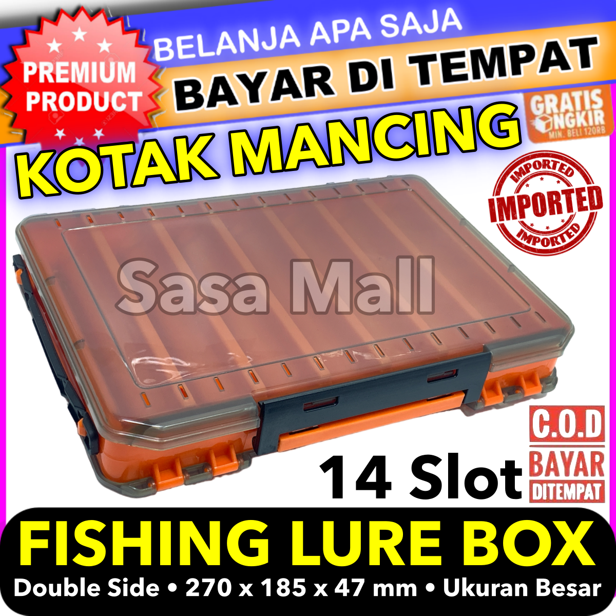 [COD] Fishing Lure Storage Box Kotak Perkakas Kail Pancing Dua Sisi 14 Slot Ukuran Besar ...