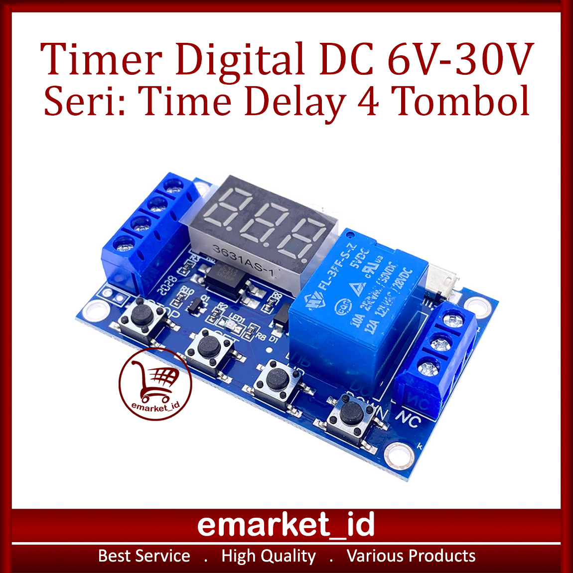 Relay Timer Display 4Tombol / Module Switch Control Delay Time DC 6V ...