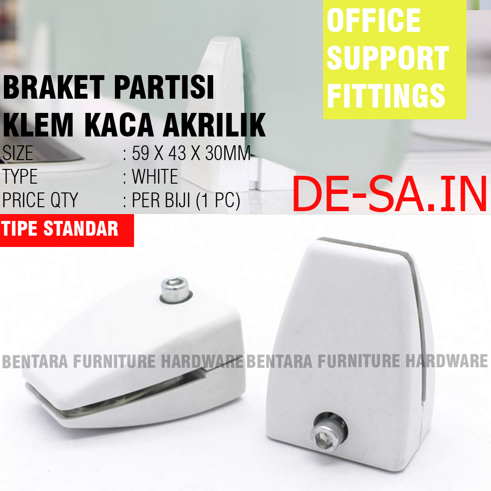 Braket Partisi Akrilik Kaca Office Desk Support Bracket Clip Clamp ...