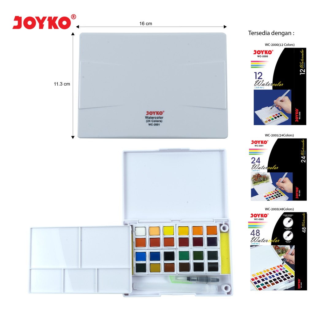 Joyko Watercolor Cat Air Joyko 24 Colors 24 Warna WC-2001 | Lazada ...