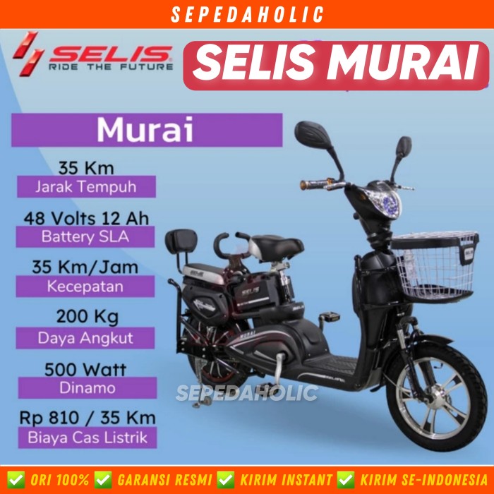 Sepeda Listrik SELIS MURAI Electric E Bike 500 Watt | Lazada Indonesia