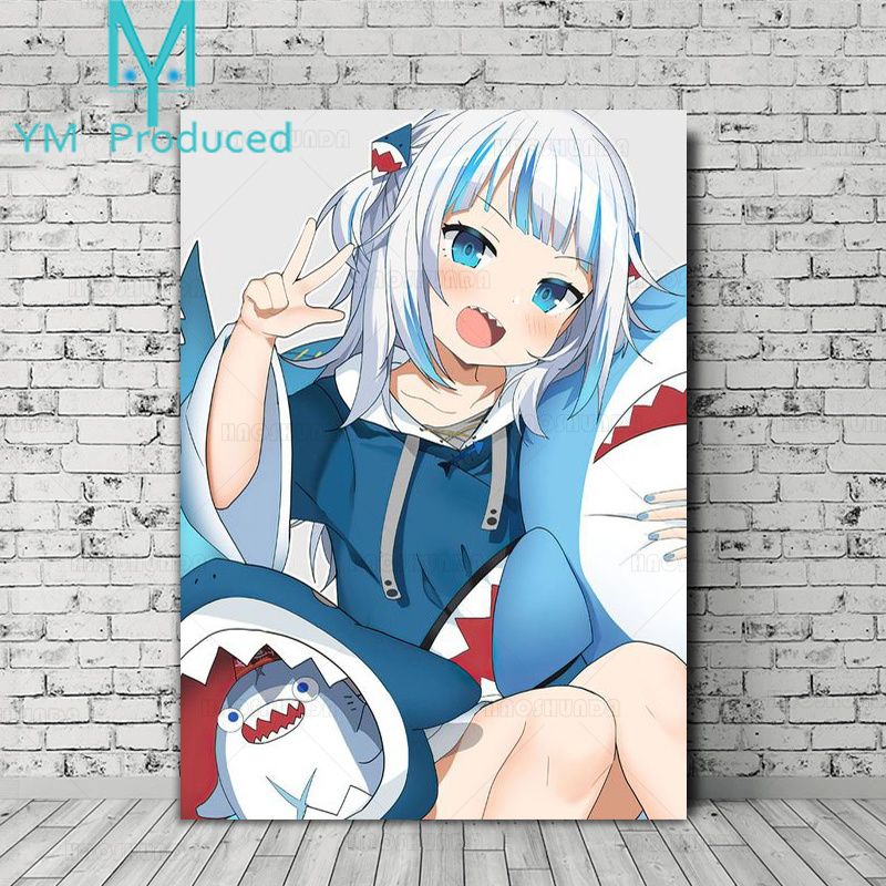 อนิเมะการตกแต่งห้อง Gawr Gura Hololive Canvas Modern น่ารักสาวน้อย ...