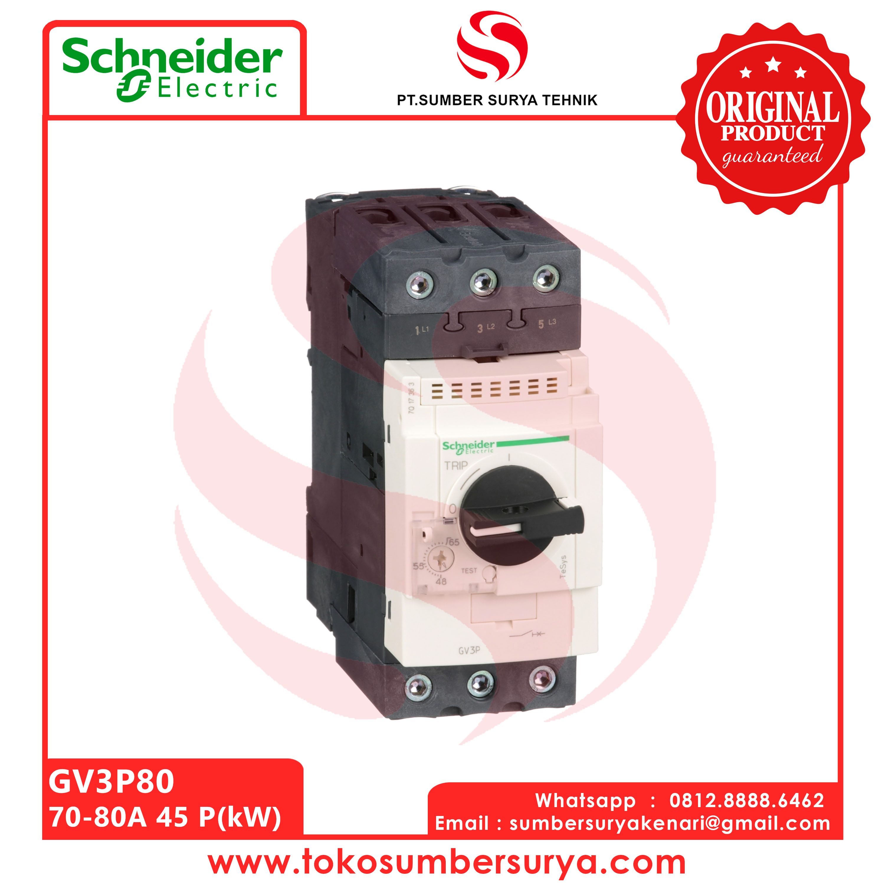 Motor Circuit Breaker GV3P80 Saklar Listrik ON OFF SNI Asli Ori ...