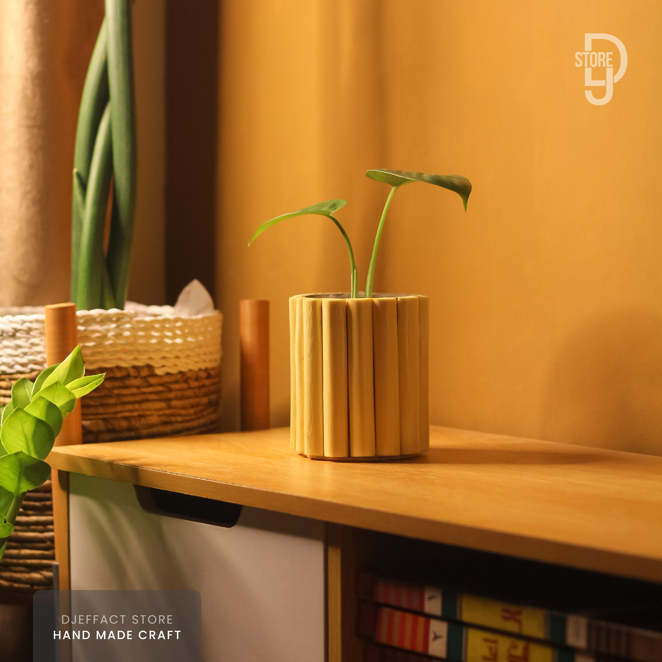 Pot Vas Tanaman Bunga Hias Kayu Kenaf Dekorasi Rumah Meja Gantung ...
