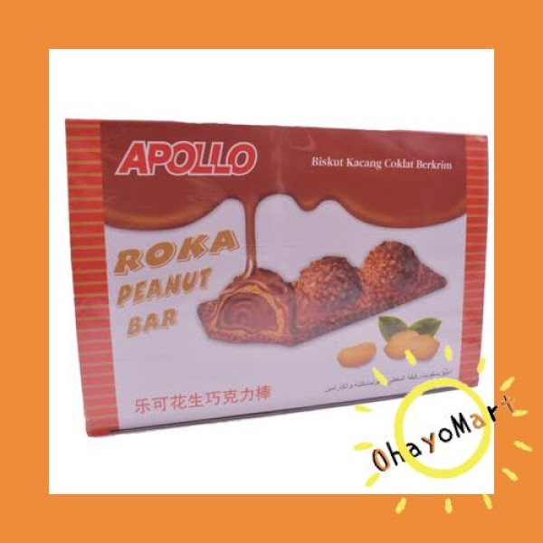Apollo Roka Peanut Bar/ Wafer Kacang dan Krim Cokelat/ Biskuit Kacang ...