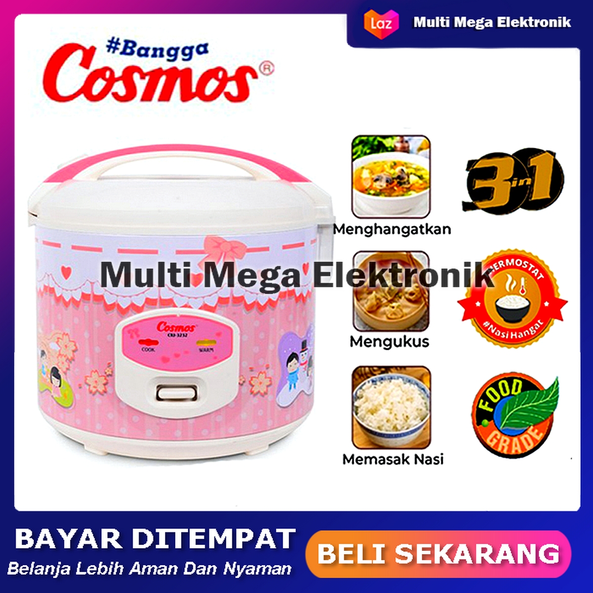 MAGIC COM RICE COOKER COSMOS CRJ 323S / 3232 / 3301 / 3306 3in1 ...
