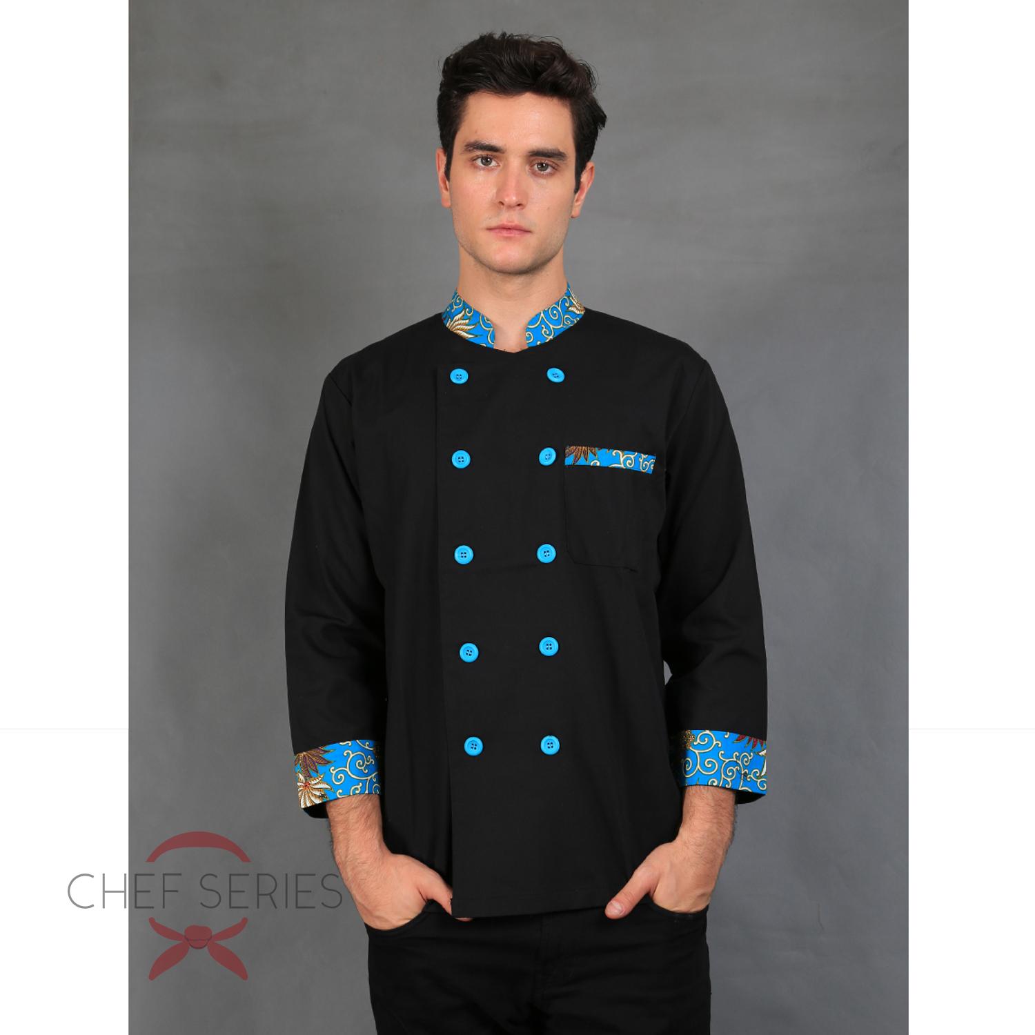Chef Series Emerald Batik Tangan Panjang Baju Koki - Hitam Tosca ...