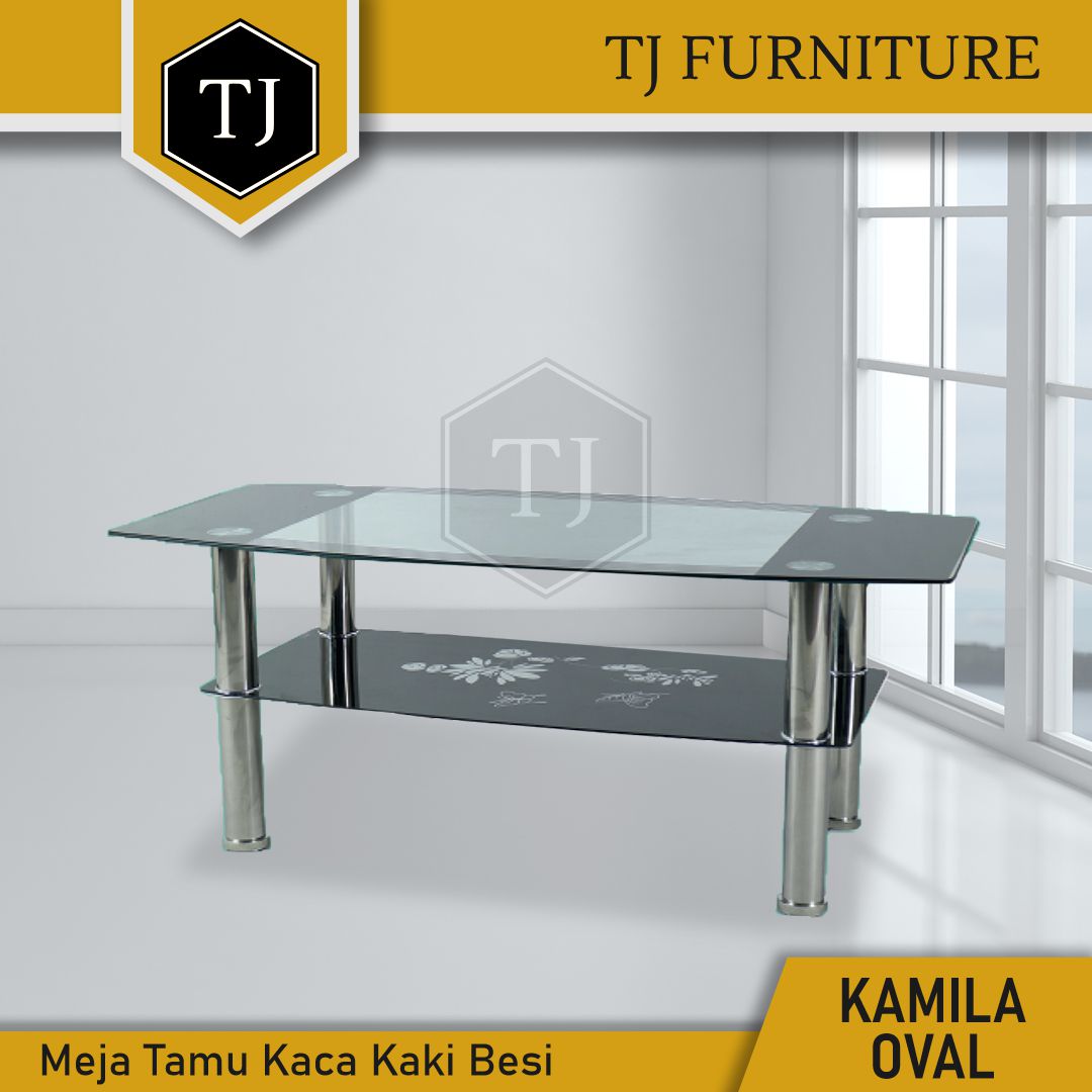 Meja Tamu Kaca / Meja Sofa / Meja Kaca Minimalis - Kamila Oval | Lazada ...