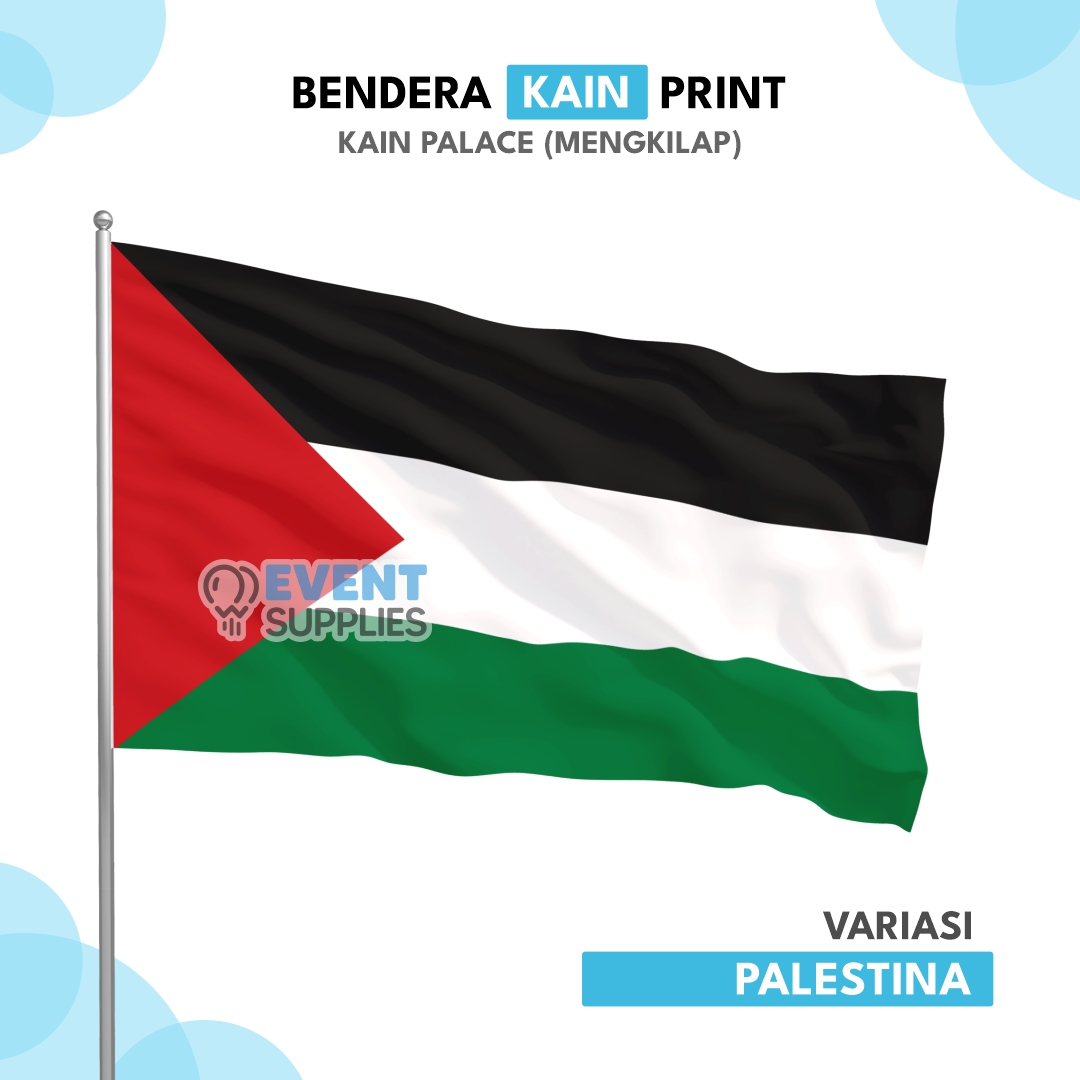 Bendera Tangan Besar Palestina Kain Palestine Tangkai Pawai 22x33cm ...