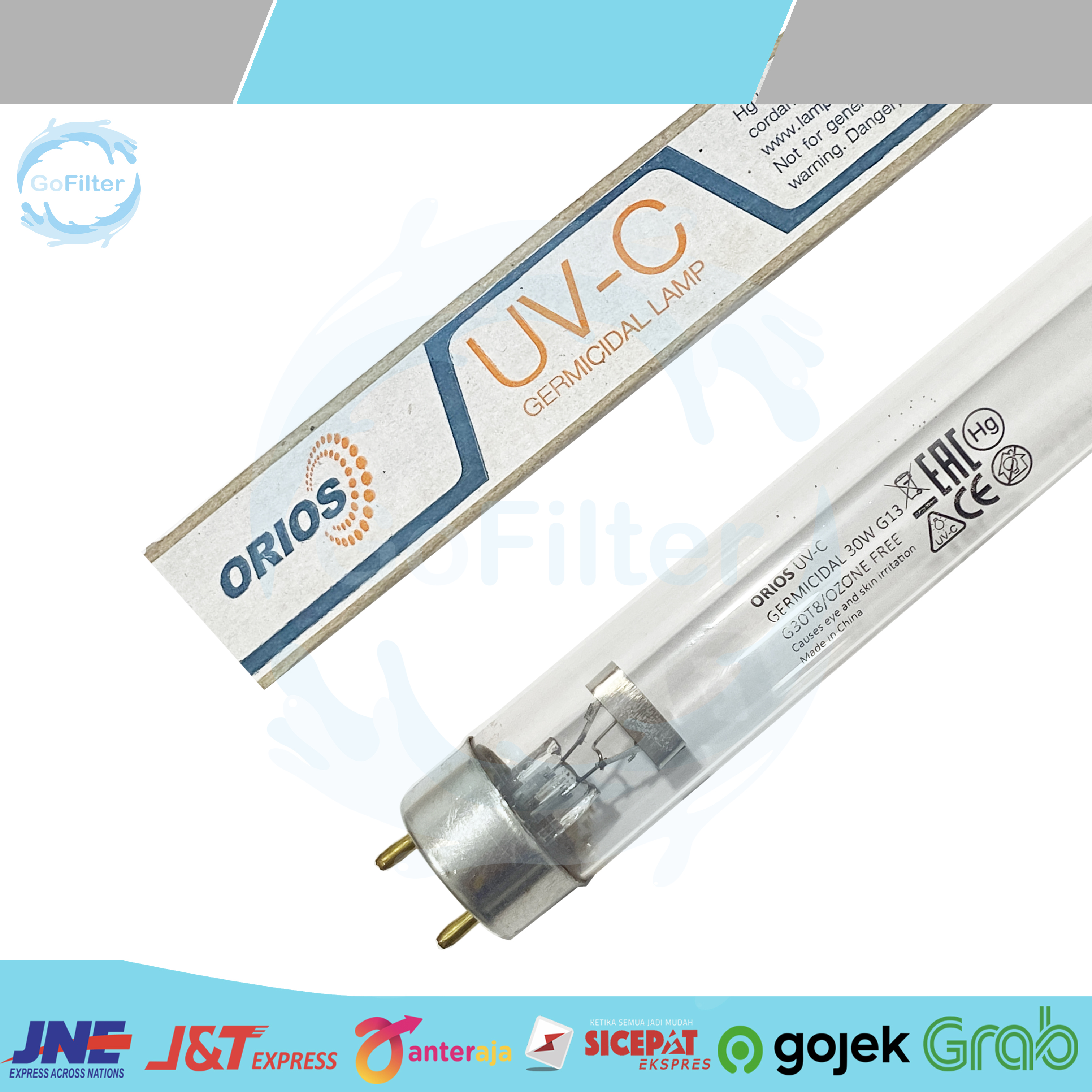 LAMPU UV UVC ULTRAVIOLET 12 GPM ORIOS GERMICIDAL 30 WATT 30W G13 G30T8 / LAMPU STERILIZER ...