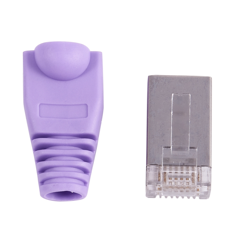 10 Pcs Metal Shielded 8P8C RJ45 Plug End Network Connectors w Boots ...
