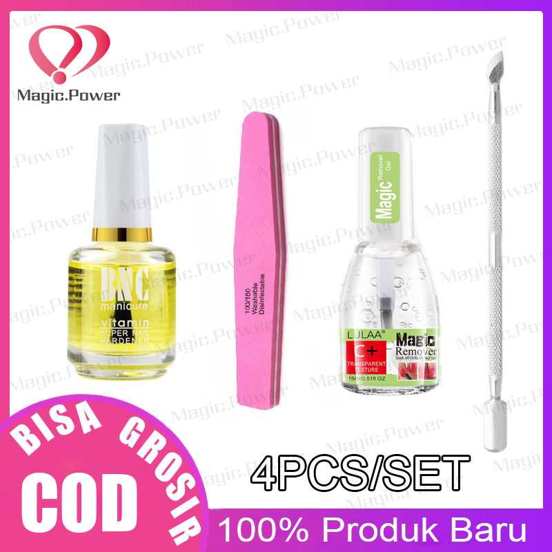 SET 4IN1 ALAT PEMBERSIH KUTEK GEL/15ML MAGIC REMOVER/ASETON GEL POLISH ...