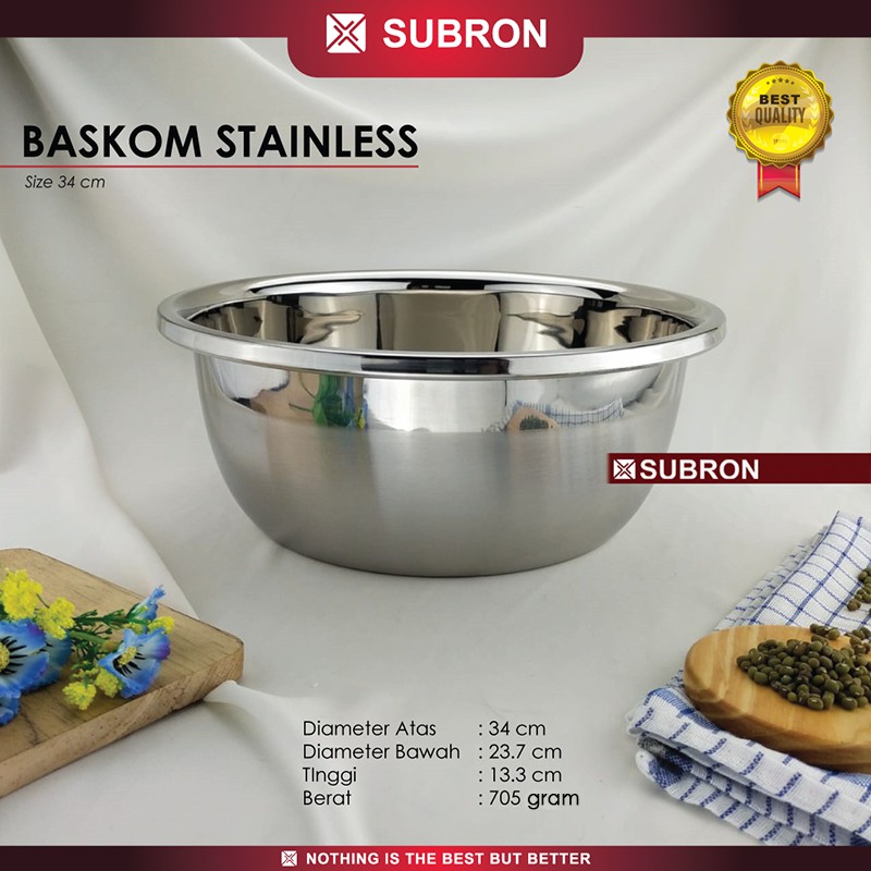 SUBRON Baskom 32cm 34cm tinggi tebal Multi fungsi stainless steel wadah ...