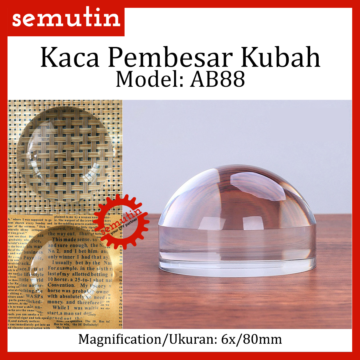 Kaca Pembesar Kubah AB88 / Magnifying Dome / Magnifier Clear / Loupe ...