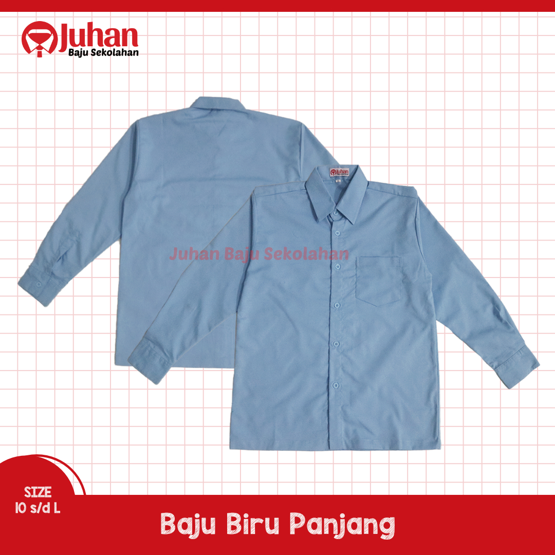 BAJU BIRU PANJANG SD SERAGAM SEKOLAH BIRU KEMEJA BIRU PANJANG SERAGAM ...