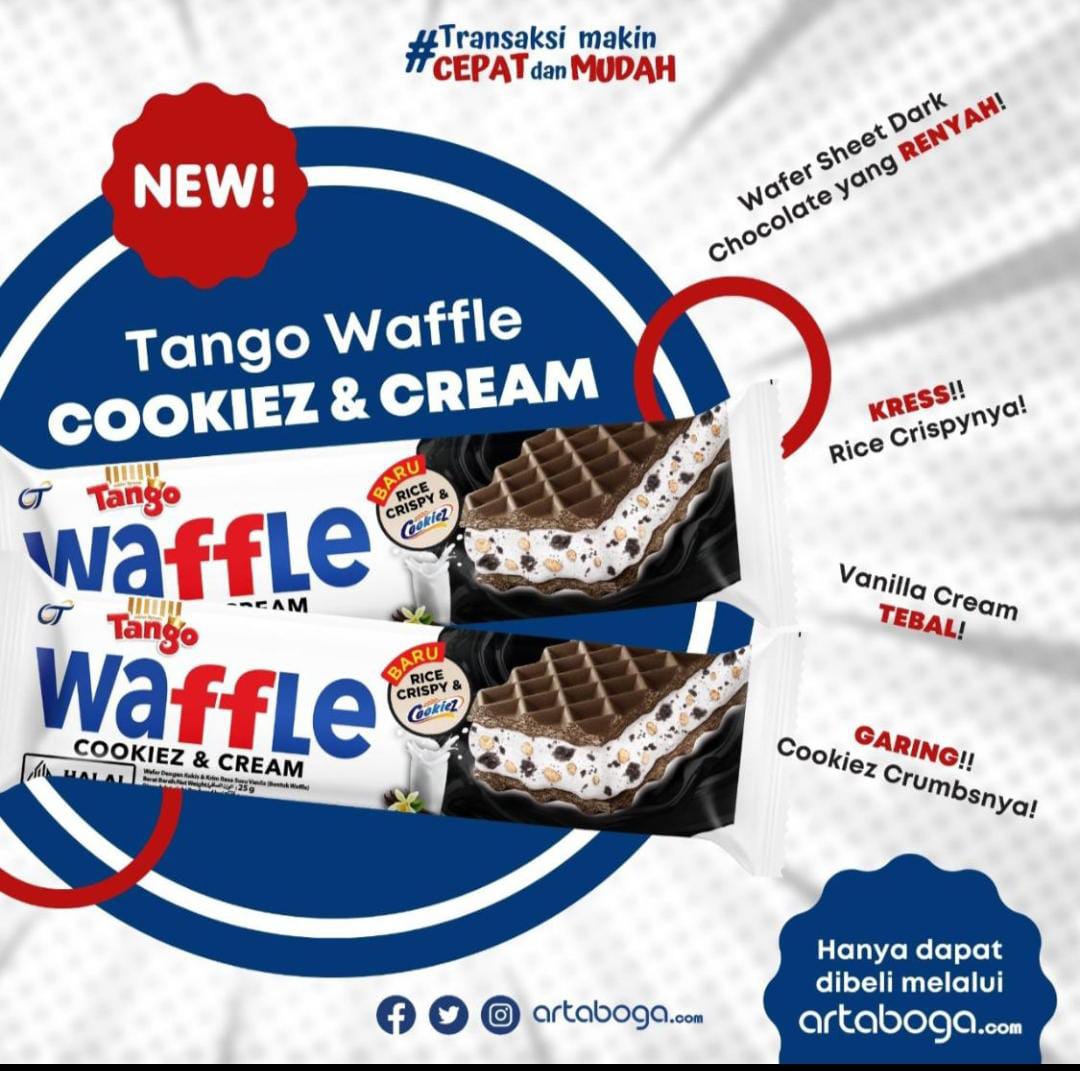 Snack Wafer tango waffle cookies and cream (12pcs ) cemilan enak dan ...