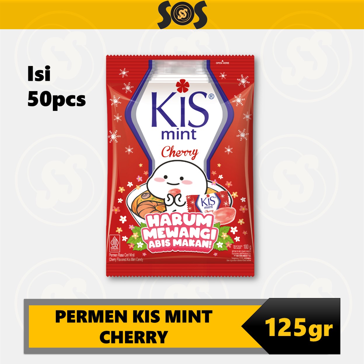 Permen Kis Cherry Mint 125 gr - isi 50 pcs/Permen Kis Merah/Permen Mint ...