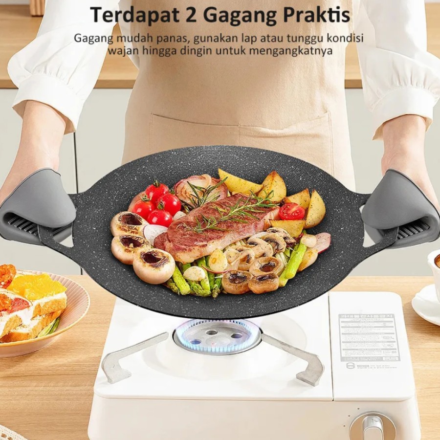 Wajan Konduksi 34CM - Wajan GRILL PAN BBQ Anti Lengket - Wajan ...