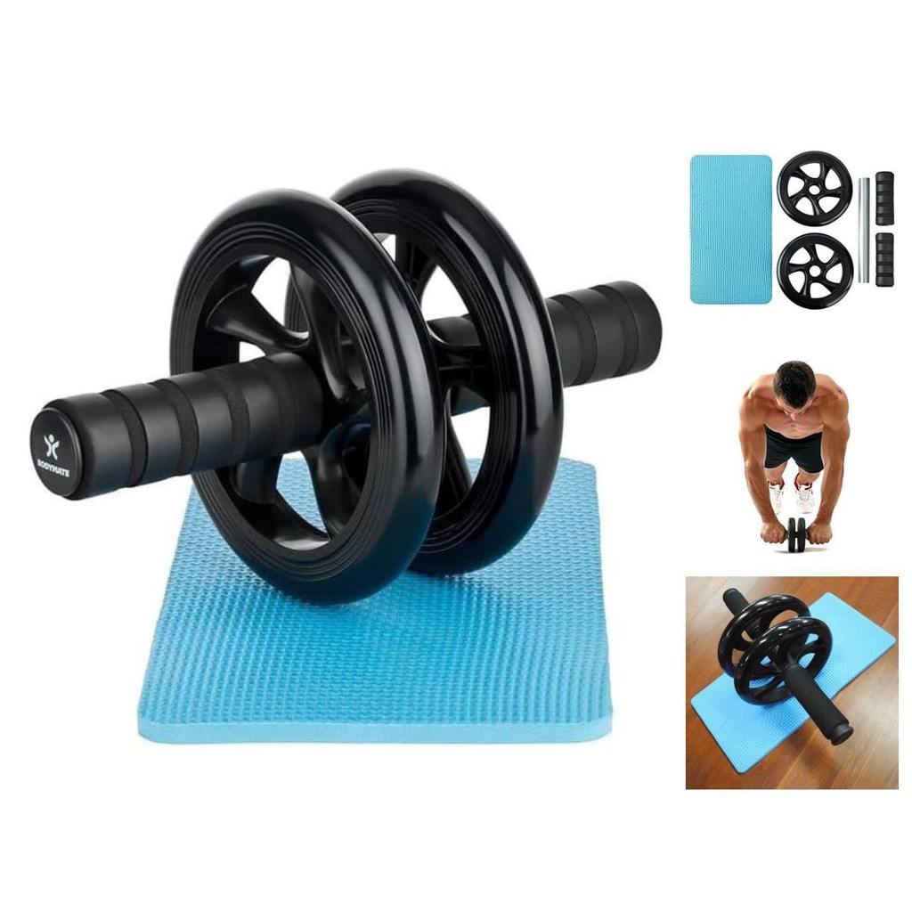 Double Wheel Super Mute Double Abdomen Fitness Gratis Knee Mat / Matras ...