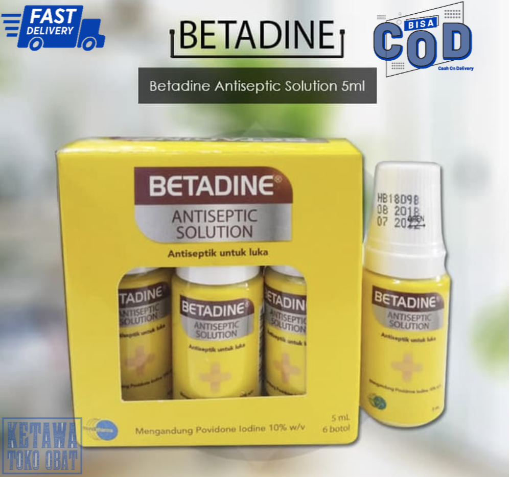 Betadine Antiseptic Solution 5 ML 1 BOX ISI 6 Kemasan Baru | Lazada Indonesia